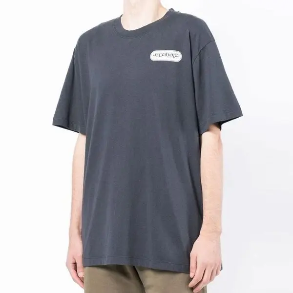 Off-White Alphabet Logo Printing Short Sleeve Loose Fit Navy Blue