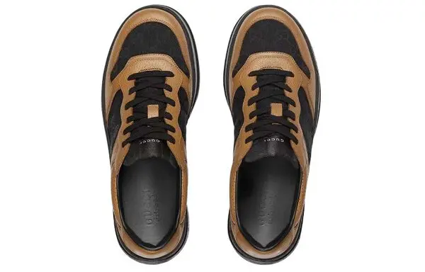 Gucci Gg Embossed Lace Up Sneakers - Camel/black
