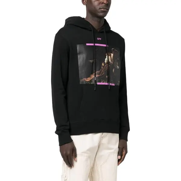 Off-White Caravaggio Print Cotton Hoodie 'black Cyclamen