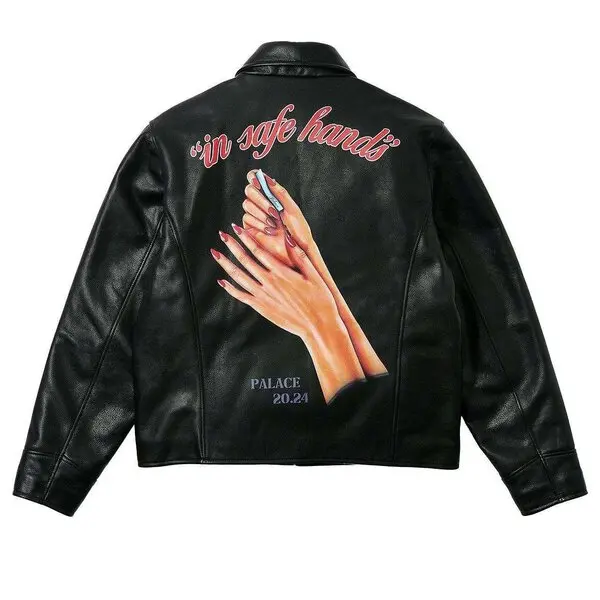 PALACE Safe Hands Leather Jacket - Black
