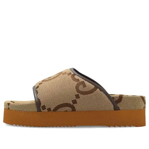 Gucci Jumbo Gg Platform Slide - Camel/ebony