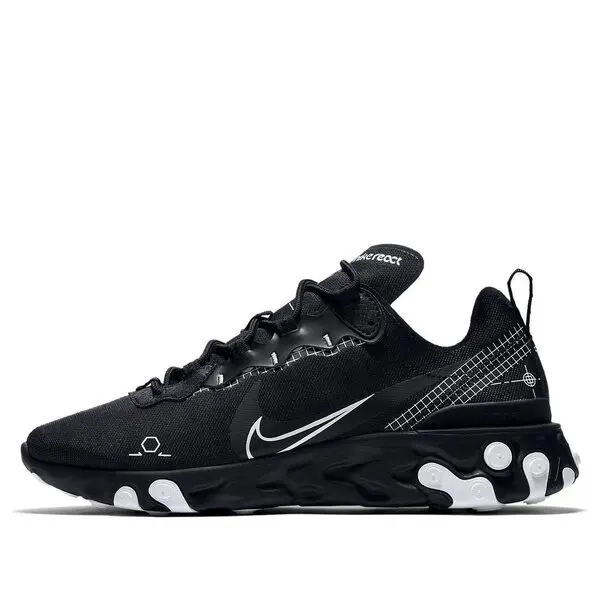 Nike React Element 55 'reverse Schematic' Sneakers - Black