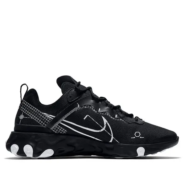 Nike React Element 55 'reverse Schematic' Sneakers - Black