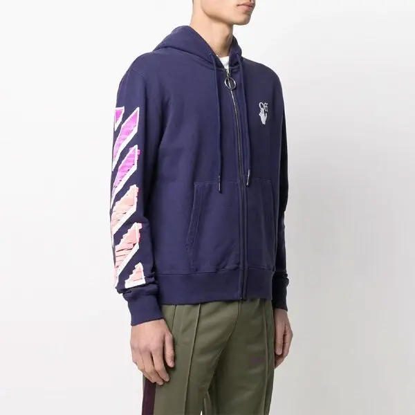 Off-White Diagonal Print Zip Hoodie