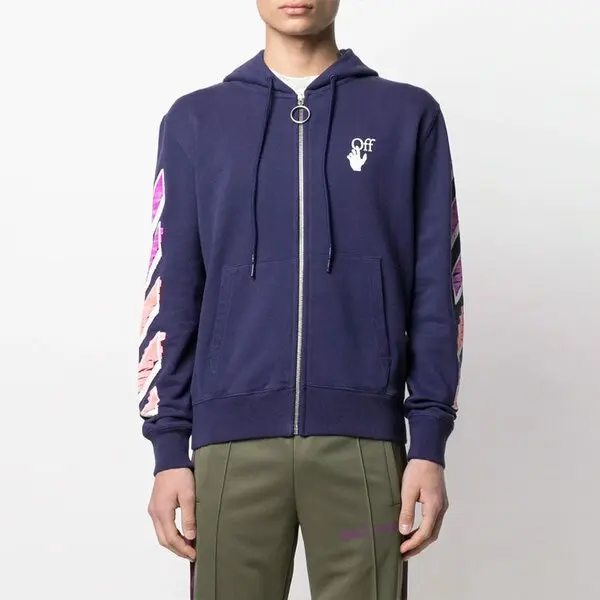 Off-White Diagonal Print Zip Hoodie