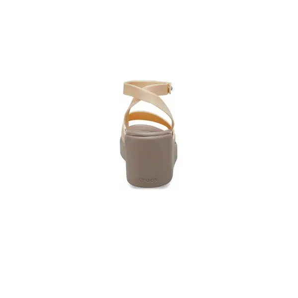 CROCS Brooklyn Ankle Strap Wedge Sandals - Cream White/brown