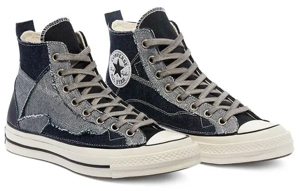 CONVERSE Chuck 70 Hi Denim Patchwork Sneakers - Blue/grey