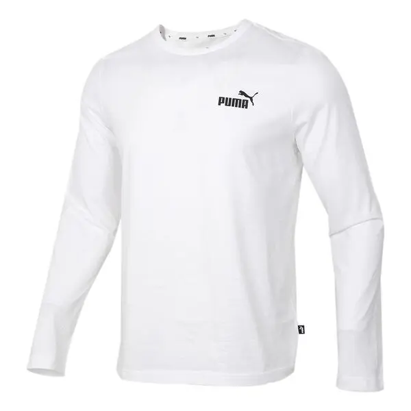 PUMA Logo Printing Colorblock Round Neck Long Sleeve - White