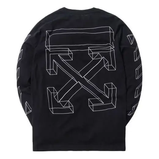 Off-White 3d Printing Hollow Out Arrow Long Sleeve T-shirt - Black