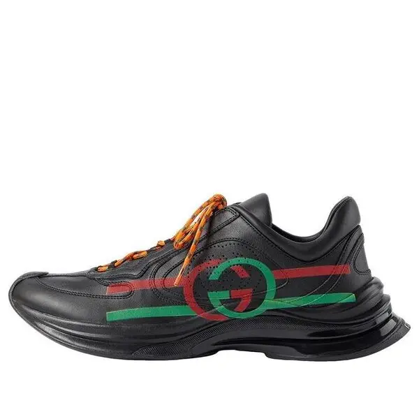 Gucci Run Side-stripe Lace-up Sneakers - Black