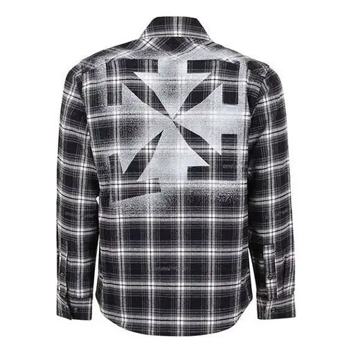 Off-White Arrow Printing Plaid Long Sleeves Shirt - Black