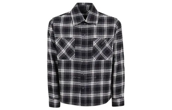 Off-White Arrow Printing Plaid Long Sleeves Shirt
