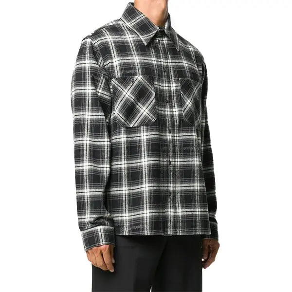 Off-White Arrow Printing Plaid Long Sleeves Shirt
