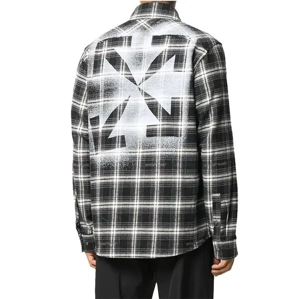 Off-White Arrow Printing Plaid Long Sleeves Shirt
