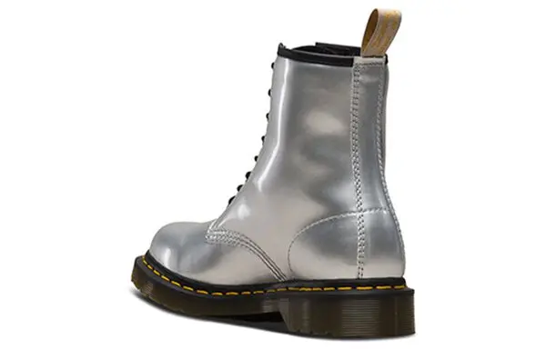 Dr. Martens Vegan 1460 Chrome Paint Metallic Lace Up Boots - Silver