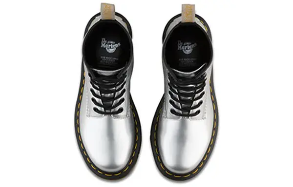Dr. Martens Vegan 1460 Chrome Paint Metallic Lace Up Boots - Silver