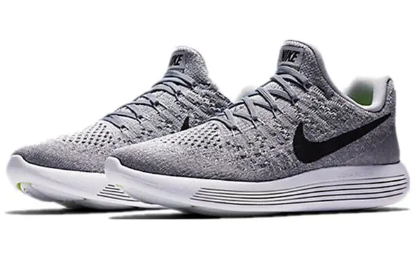 Nike Lunarepic Flyknit 2 Athletic Sneakers - Grey/white