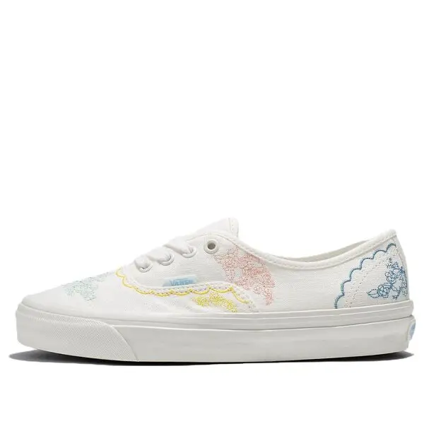 VANS Authentic Linen Blossom Embroidered Sneakers - White/blue/pink