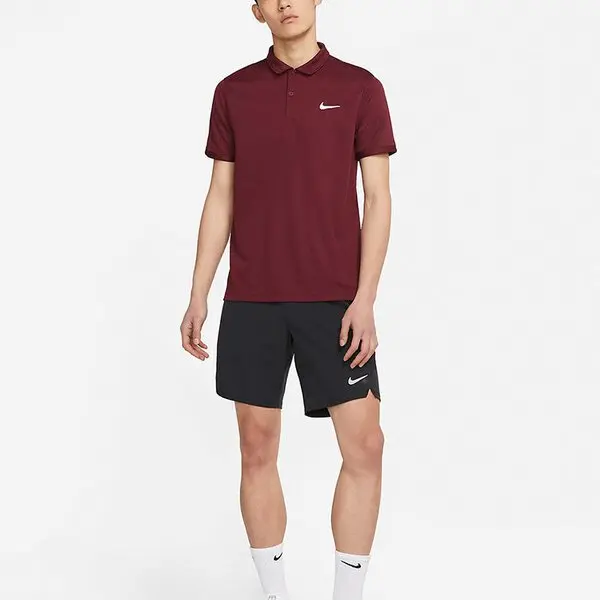 Nike Training Sports Quick Dry Breathable Short Sleeve Polo Shirt Red - Wine Red