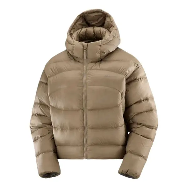 SALOMON Outline Cropped Down Hooded Jacket - Shitake