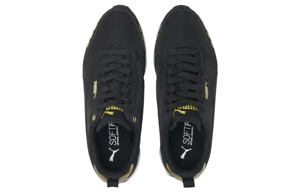 PUMA R78 Raw Metallics Low Top Sneakers - Black/gold