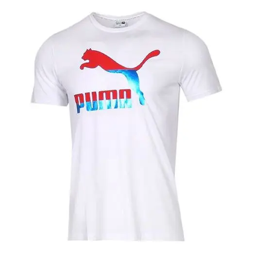 PUMA Logo 3m Short Sleeve Tee White/red - White-red