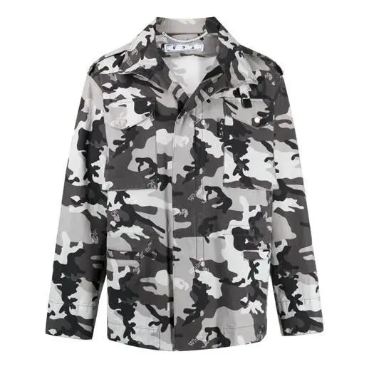 Off-White Camouflage Print Slim Fit Jacket - Grey