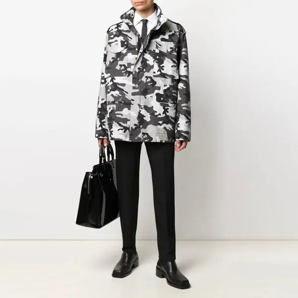 Off-White Camouflage Print Slim Fit Jacket - Grey