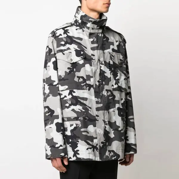 Off-White Camouflage Print Slim Fit Jacket - Grey