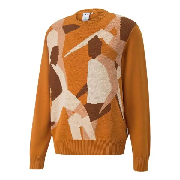 PUMA Players Lounge Knit Crew Neck Sweater - Brown