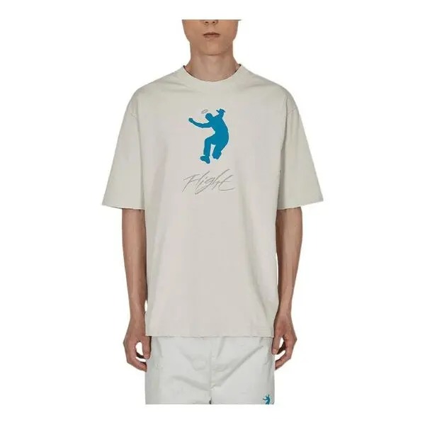 JORDAN X Union Crossover Solid Color Alphabet Pattern Printing Round Neck Short Sleeve Us Edition Gray
