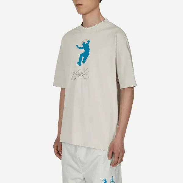 JORDAN X Union Crossover Solid Color Alphabet Pattern Printing Round Neck Short Sleeve Us Edition Gray