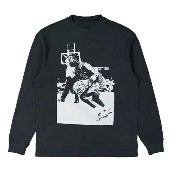 JORDAN X Union Crossover Photo Round Neck Pullover 'black White - Default Color