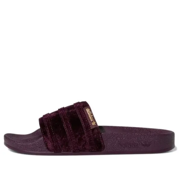 Adidas Adilette Velvet Slide - Victory Crimson/victory Crimson/gold Metallic