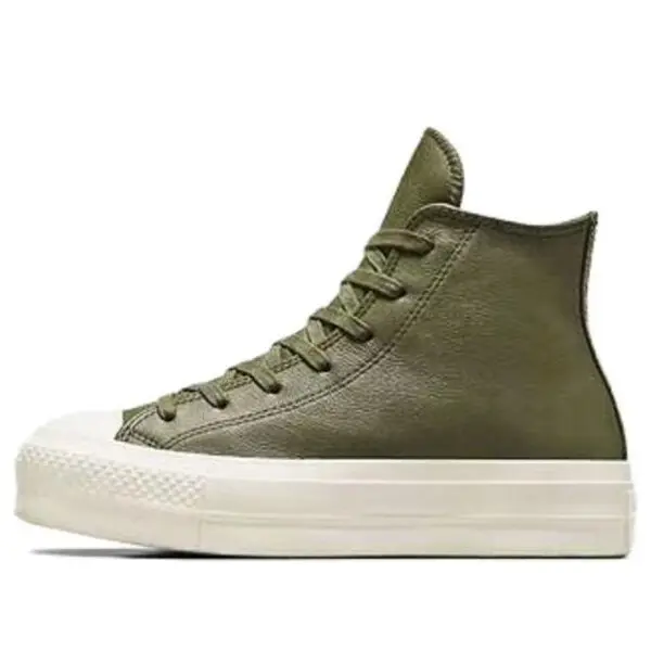 CONVERSE Chuck Taylor Lift Platform Leather High Top - Green/white