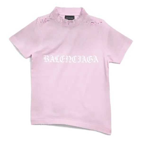 Balenciaga Gothic Type Cropped T-shirt - Light Pink