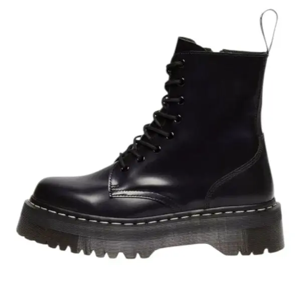 Dr. Martens Jadon Platform Boots With White Stitching - Black