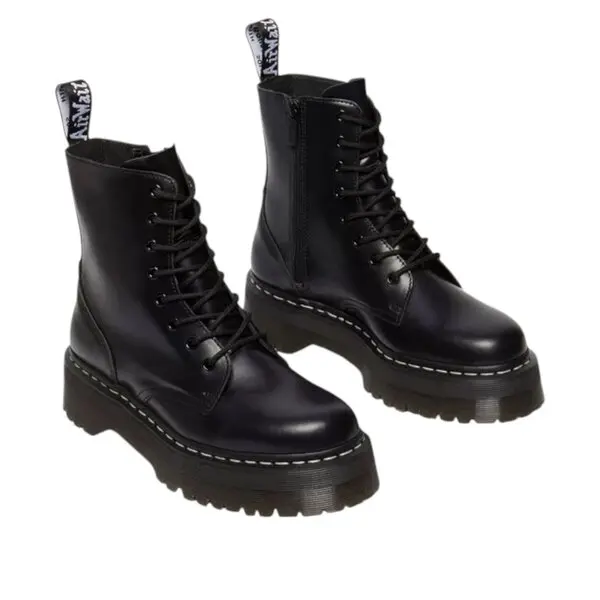 Dr. Martens Jadon Platform Boots With White Stitching - Black