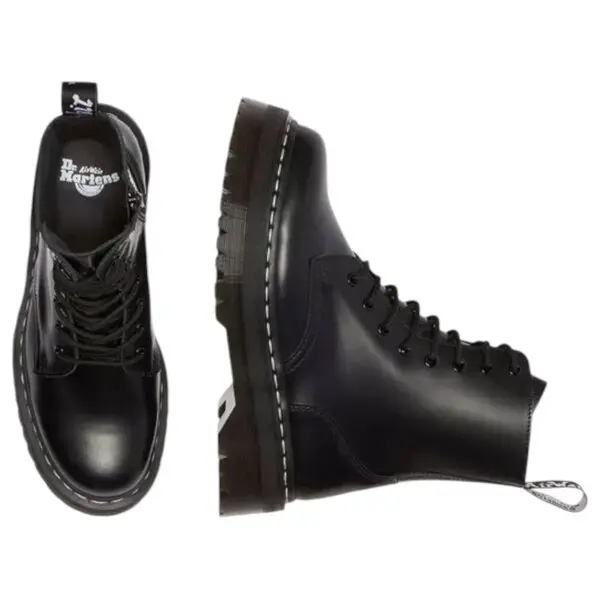 Dr. Martens Jadon Platform Boots With White Stitching - Black