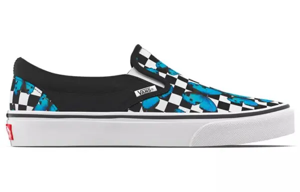 VANS Classic Slip-on Butterfly Checkerboard Sneakers - Blue