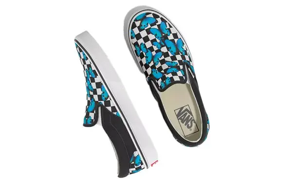 VANS Classic Slip-on Butterfly Checkerboard Sneakers - Blue