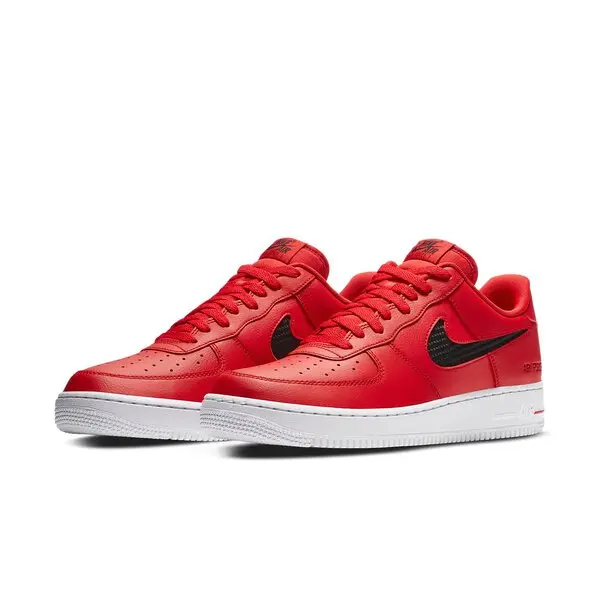 Nike Force 1 '07 Lv8 "cut Out Swoosh University Red" Low Top Sneakers - Red/black
