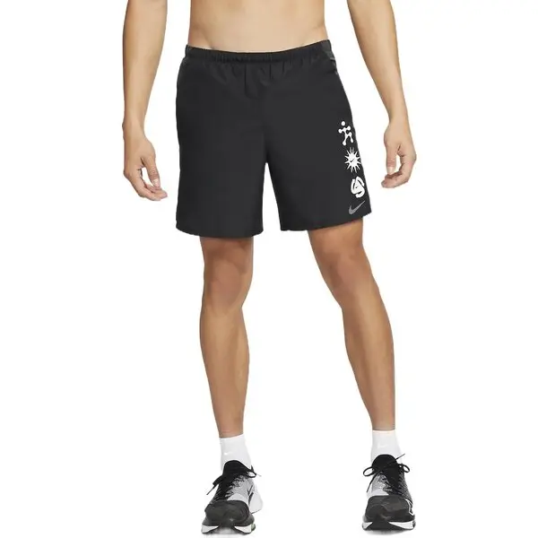 Nike Pattern Printing Lacing Black Straight Shorts
