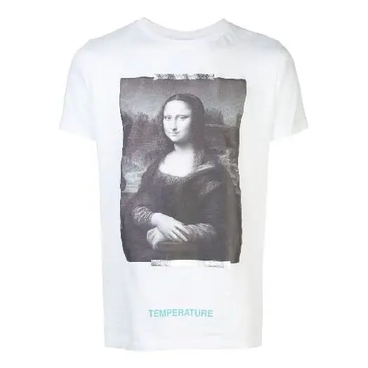 Off-White X Mca Crossover Mona Lisa Printing Round Neck Pullover Short Sleeve Slim Fit Version White - Multi-color