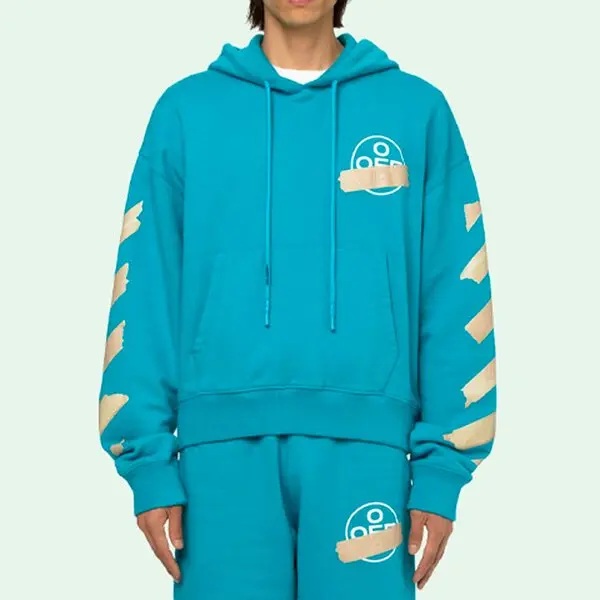 Off-White Diagonal Stripe Hooded Sweatshirt