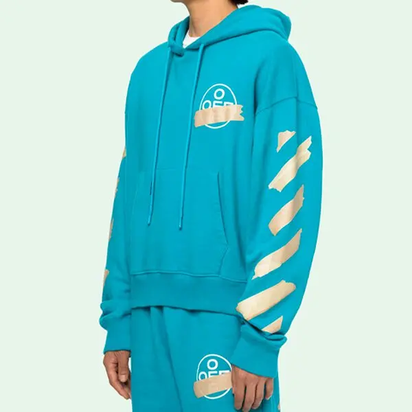 Off-White Diagonal Stripe Hooded Sweatshirt