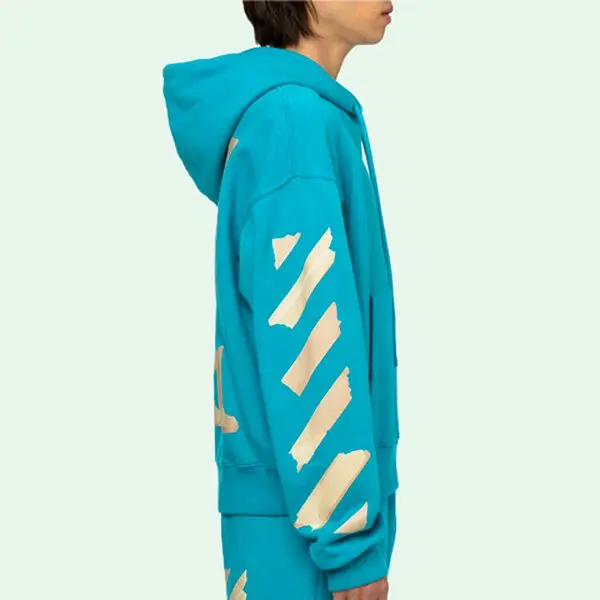 Off-White Diagonal Stripe Hooded Sweatshirt