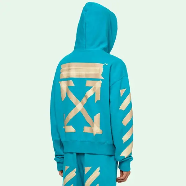 Off-White Diagonal Stripe Hooded Sweatshirt