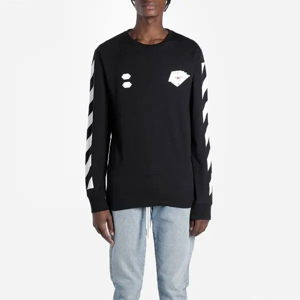 Off-White Virgil Abloh Diag Hand Card Long Sleeve Tee