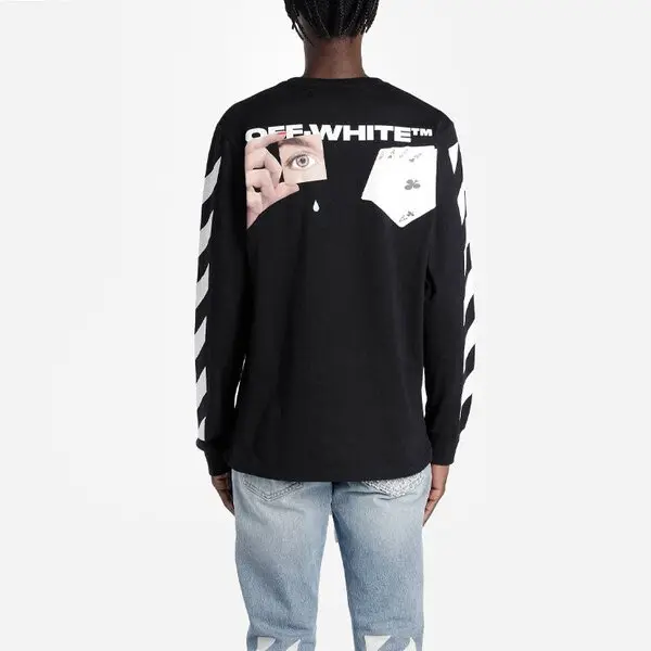 Off-White Virgil Abloh Diag Hand Card Long Sleeve Tee